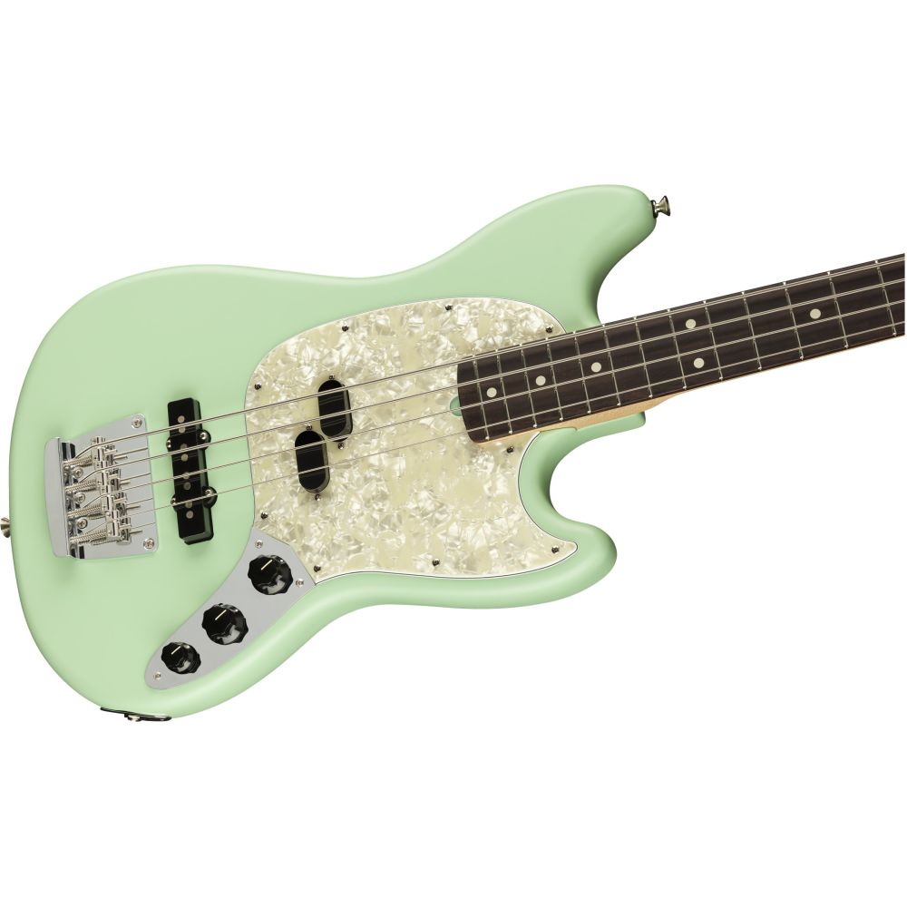 Fender American Performer Mustang Bass Satijn Surf Groen