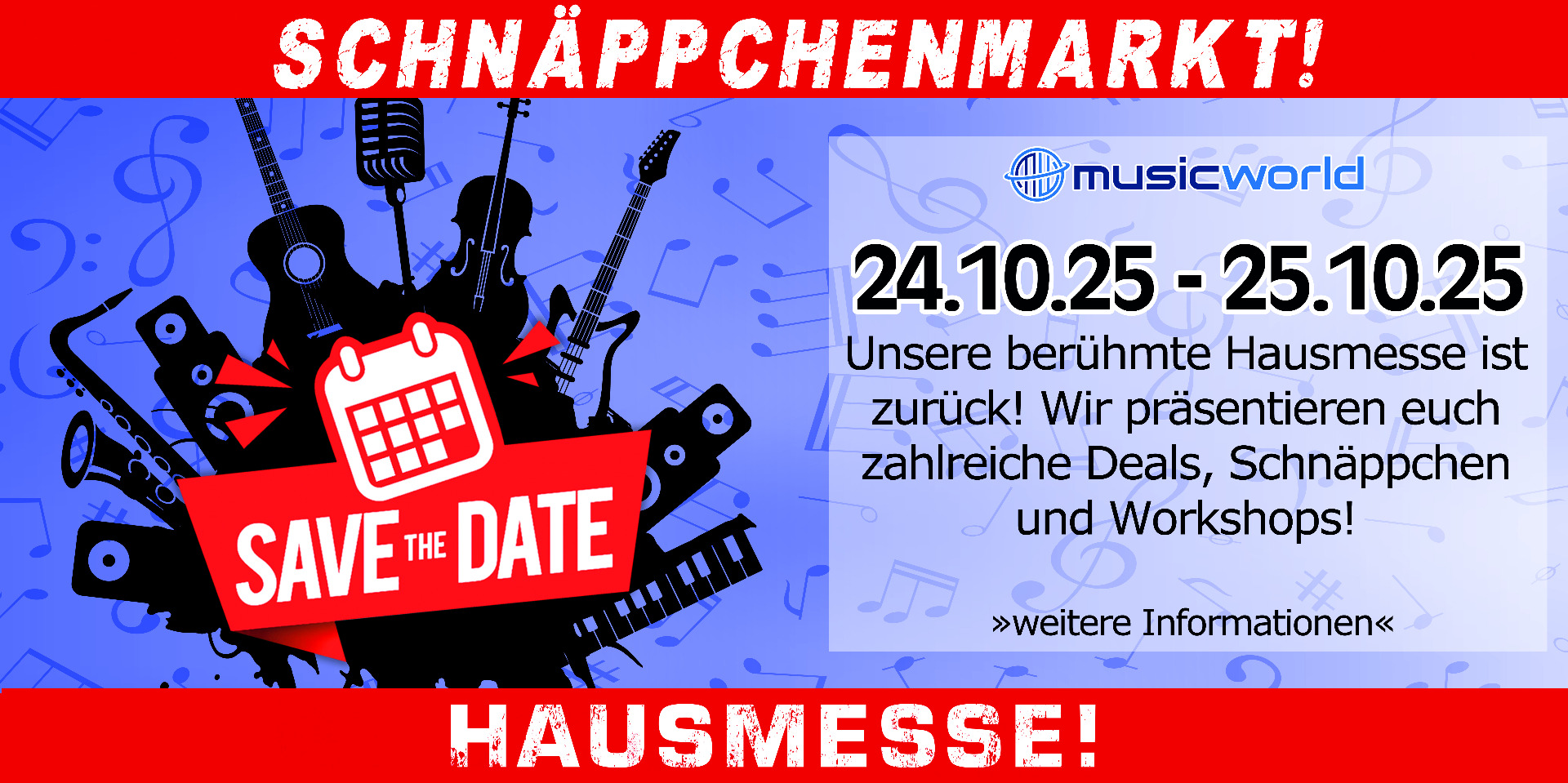 Der Music World Schnäppchenmarkt ist zurück!